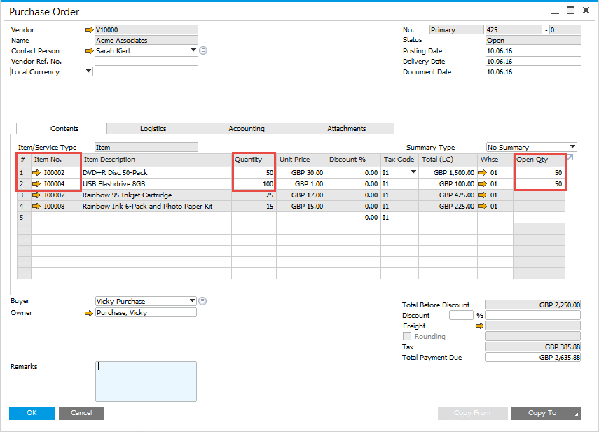 HOW TO HANDLE CHANGES IN GOODS RECEIPT PO - SAP B1