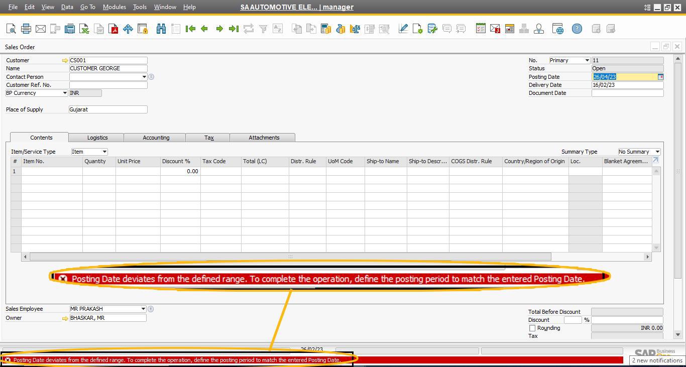 SAP B1 Troubleshooting - Date deviates from permissible range